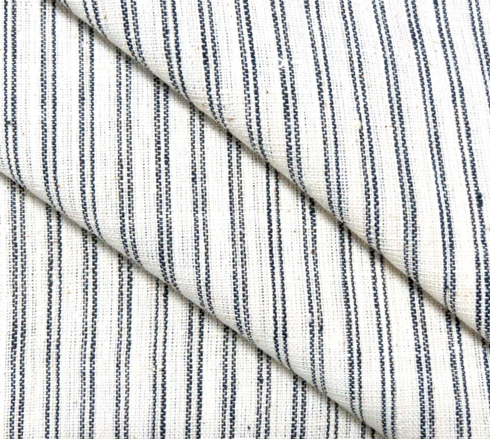 Classic Noir Stripes (Cream & Black Thin Stripes) – Moralfibre Fabrics